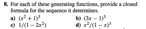 solved generating functions provide a closed formula for