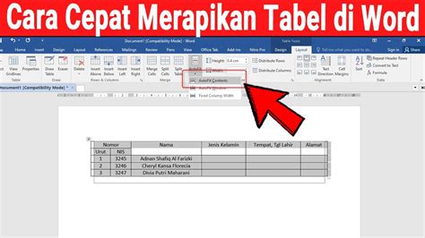 Cara Cepat Merapikan Tabel Di Word YouTube