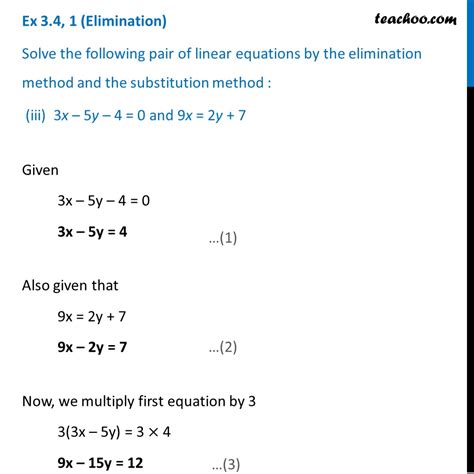 solve linear equations 3x 5y 4 0 and 9x 2y 7 [with video]