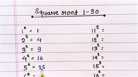 Square Root 1 To 30 Learn 1 To 30 Square Root Learn Square Up To