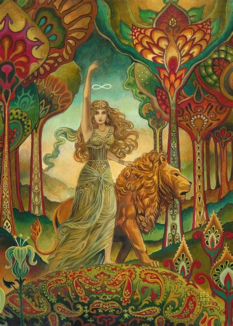 Strength Tarot Psychedelic Pagan Gypsy Goddess Mini Altar Art Nouveau