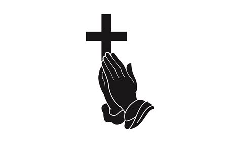 Praying Hand Holding Cross Religion Logo Graphic By DEEMKA STUDIO