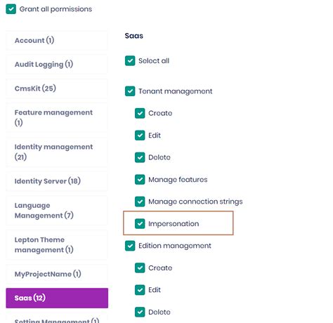 Modules Account Impersonation Documentation Center Abp Io