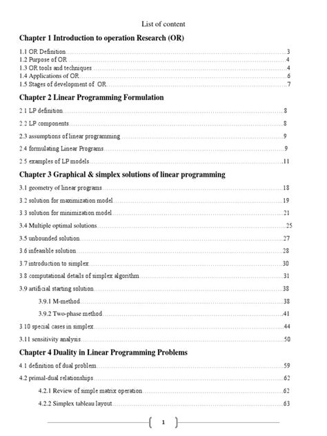 chapter 1 introduction to operation research or list of content pdf linear programming