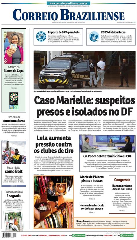 Capa Correio Braziliense Domingo De Julho De