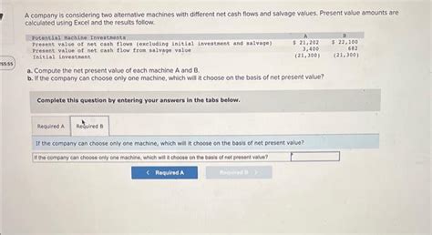 Solved A Company Is Considering Two Alternative Machines Chegg