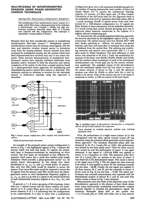 pdf multiplexing of interferometric sensors using phase generated carrier techniques