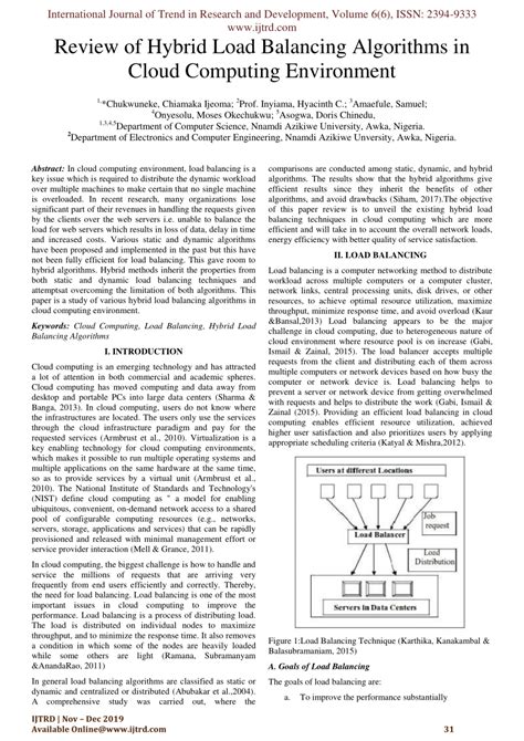pdf review of hybrid load balancing algorithms in cloud computing environment