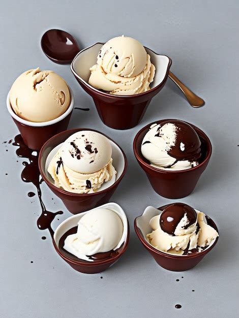 Premium AI Image Vanilla Ice Cream And Chocolate Ice Cream In