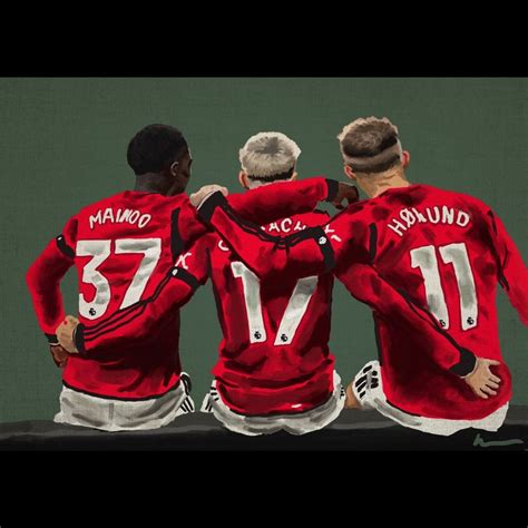 A3 Print Of Portrait Of Kobbie Mainoo Alejandro Garnacho And Rasmus