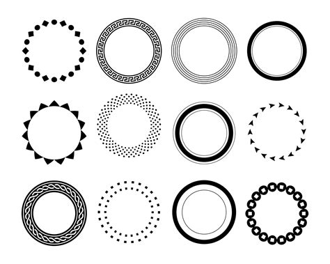 A Set Of Black And White Circular Frames On A White Background Stock