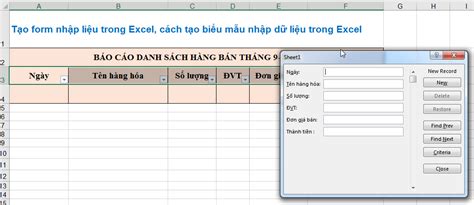 Hướng dẫn tạo biểu mẫu form nhập dữ liệu trong Excel Bút Chì Xanh