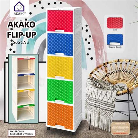 AKAKO Lemari FLIP UP Susun 5 Motif Rotan Lazada Indonesia
