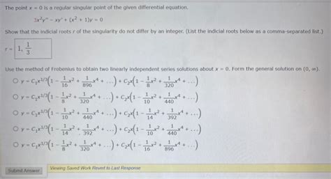 solved the point x 0 is a regular singular point of the