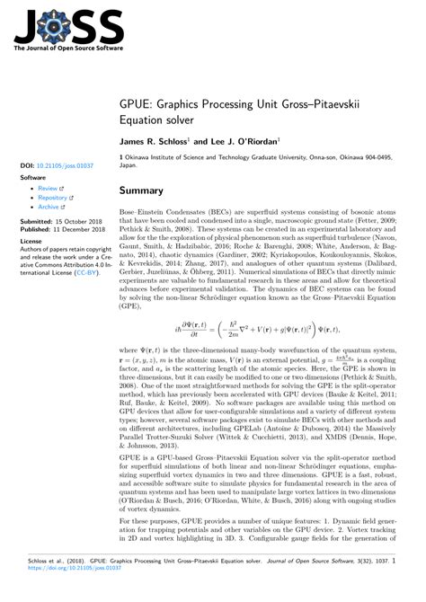 pdf gpue graphics processing unit gross pitaevskii equation solver