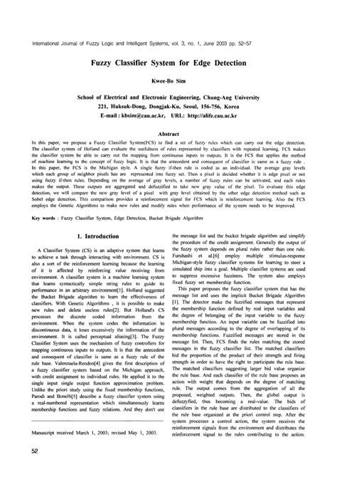 pdf fuzzy classifier system for edge detection