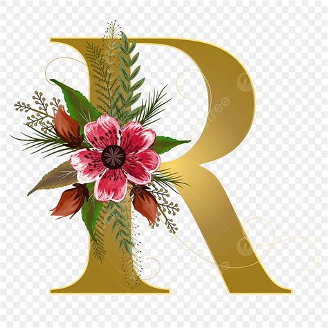 Alfabeto Floral R Flores Em Aquarela Han Desenhado PNG Alfabeto
