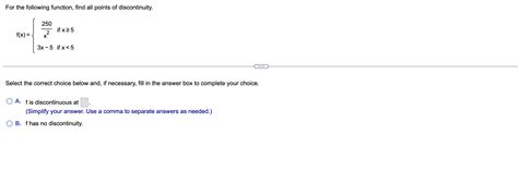 solved for the following function find all points of