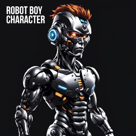 Hombre Robot Personaje De Dibujos Animados Con Fondo Negro Vector Premium