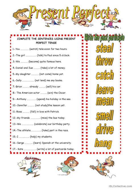 PRESENT PERFECT English ESL Worksheets Pdf Doc