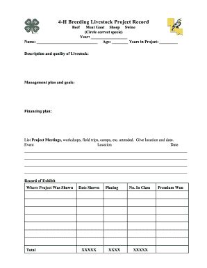 Fillable Online Meadowlark K State 4 H Breeding Livestock Project