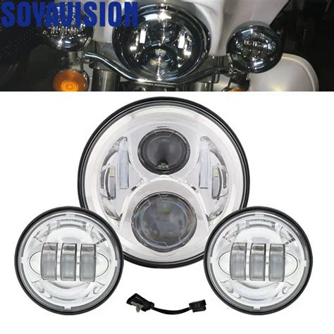 DOT E9 Black Chrome Motorcycles 7 Inch LED Headlight For Harley