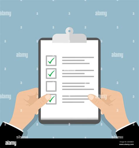 Clipboard Checklist In The Hand Hand Holding Vector Illustration