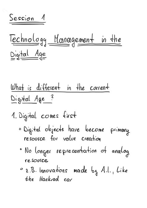 Session 1 Lernzettel Zusammenfassung Vorlesung 1 Technologie Und