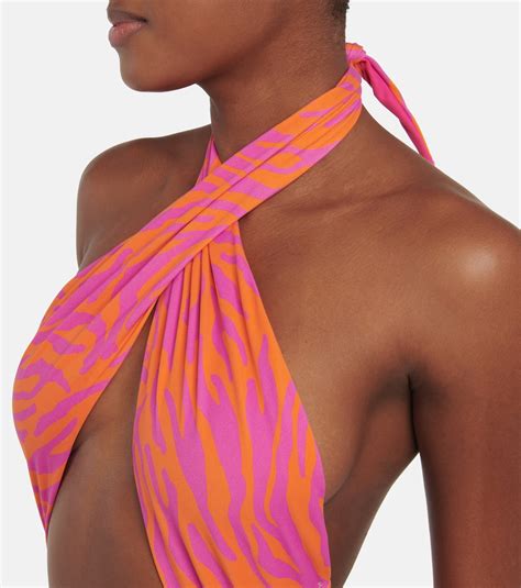 Italian Stallion Zebra Print Swimsuit In Multicoloured Reina Olga