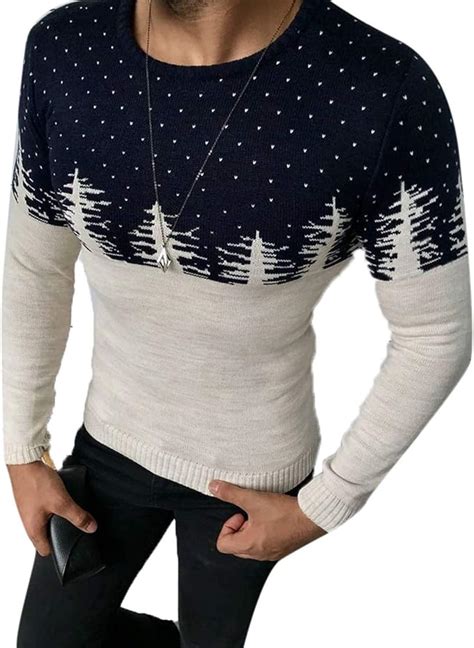 KEEPWO Jersey Delgado para Hombre suéter navideño suéter navideño de