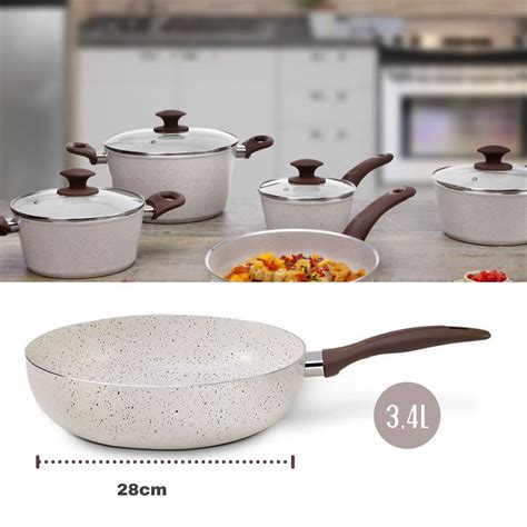 Jogo de Panelas Antiaderente Ceramica Vanilla Cooktop Fogão Indução Kit