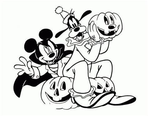 Coloriage Halloween Disney Mickey et Dingo télécharger et imprimer