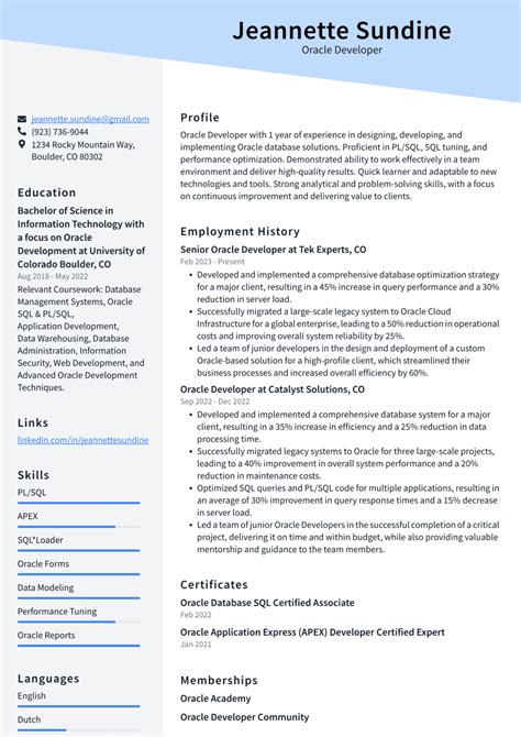 Top Oracle Developer Resume Objective Examples