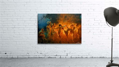 Nude Nymphs Dancing To Pans Flute Around The Fire By Joseph Tomanek