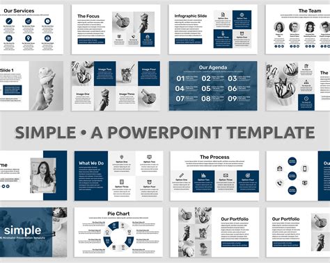 Minimal Modern Powerpoint Presentation Template Navy Dark Blue Clean