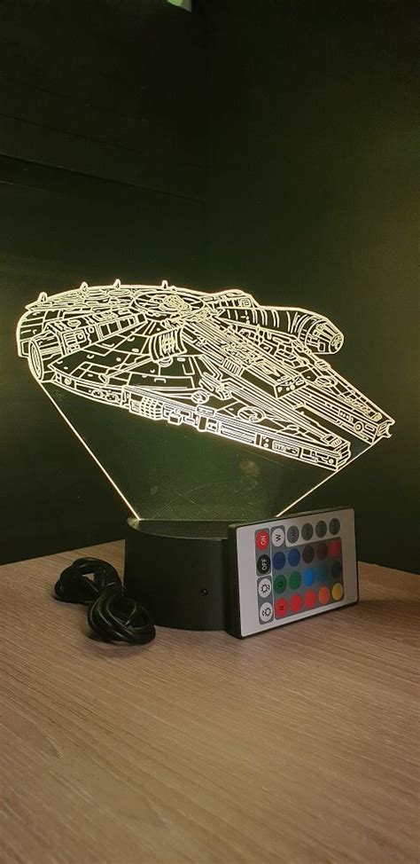 Grav stylé Lampe led 3D Faucon Millenium Star Wars film veilleuse