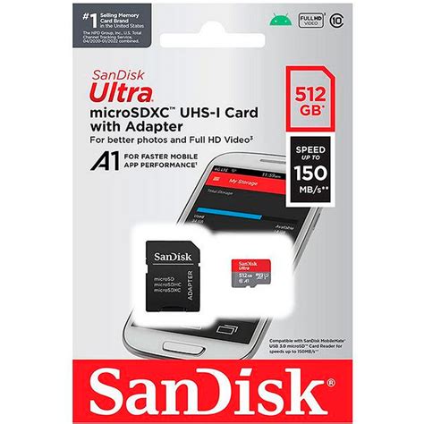 Cartão de Memória Micro SD 512GB Sandisk Ultra 150MB s UHS I Classe 10