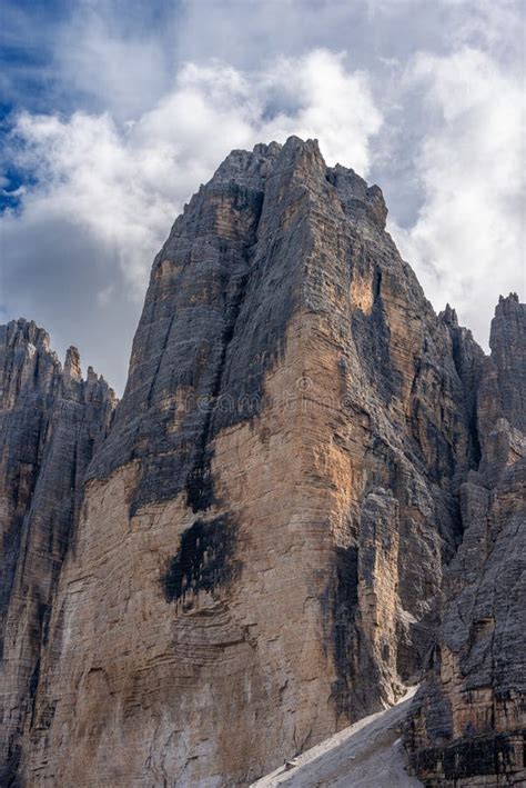 Rock Face Of Drei Zinnen Or Tre Cime Di Lavaredo Dolomites Italian