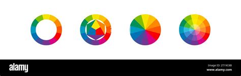 Color Wheel Set RGB And CMYK Multi Colored Circle Spectrum Vector