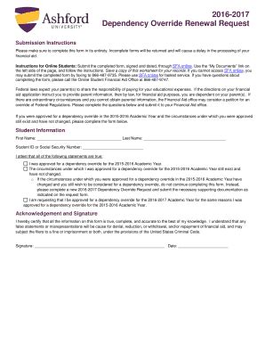 Fillable Online 14 15 Dependency Override Renewal Request Fax Email