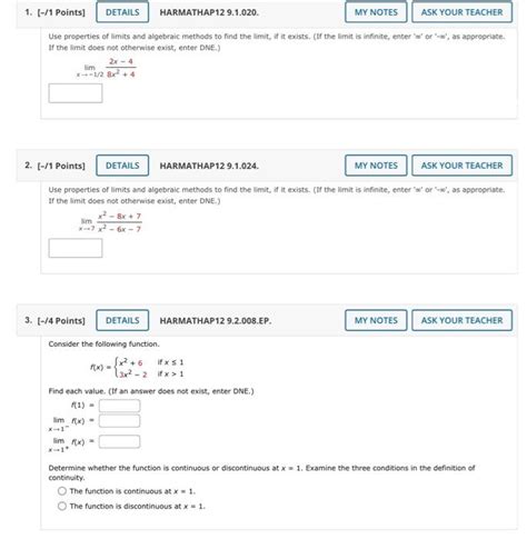 solved use properties of limits and algebraic methods to