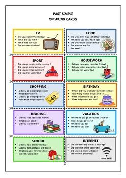 Past Simple Speaking Cards English Esl Worksheets For Distance 2BD