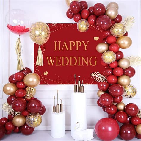 Buy PartyWoo Red And Gold Balloons 50 Pcs Burgundy Balloons Ruby Red