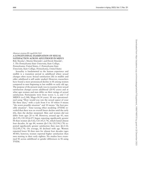 pdf a longitudinal examination of sexual satisfaction across adulthood in midus
