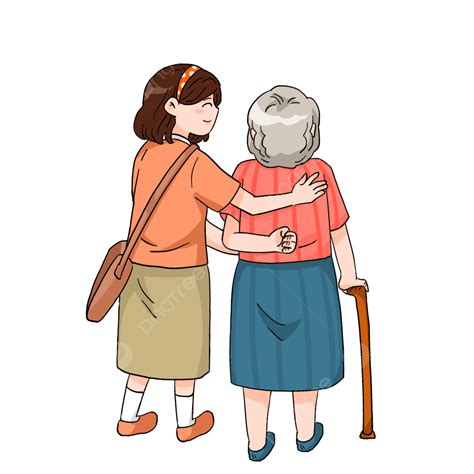 어버이 날 모녀 일러스트 뒷모습 어머니 클립 아트 어머니의 날 엄마 PNG 일러스트 및 PSD 이미지 무료 다운로드