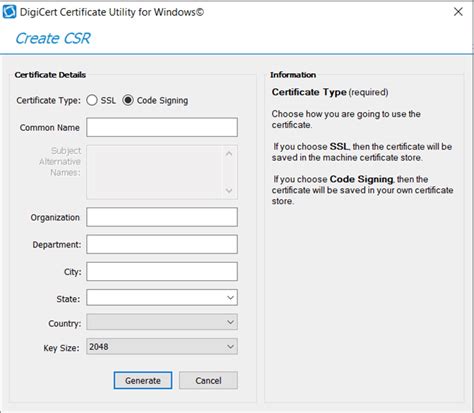 how to create code signing csr using digicert s certificate utility