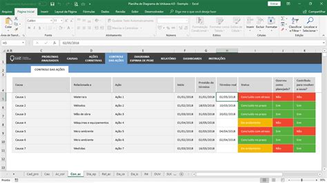 Planilha De Diagrama De Ishikawa Causa E Efeito Em Excel Planilhas