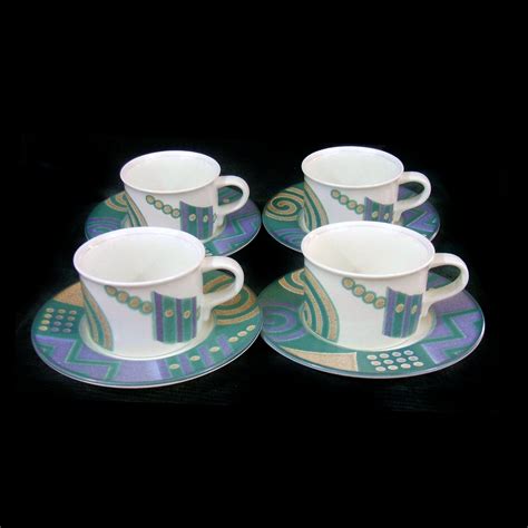 Four Mikasa Life Style Cac Stoneware Cup And Saucer Sets Etsy