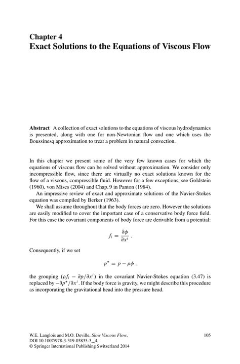 pdf exact solutions to the equations of viscous flow