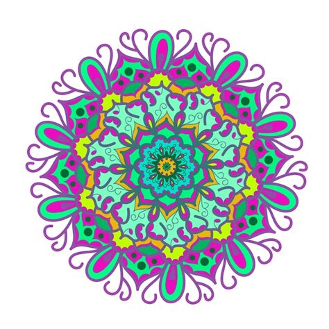 Mandala grande padrão de flores brilhantemente decorada impressão